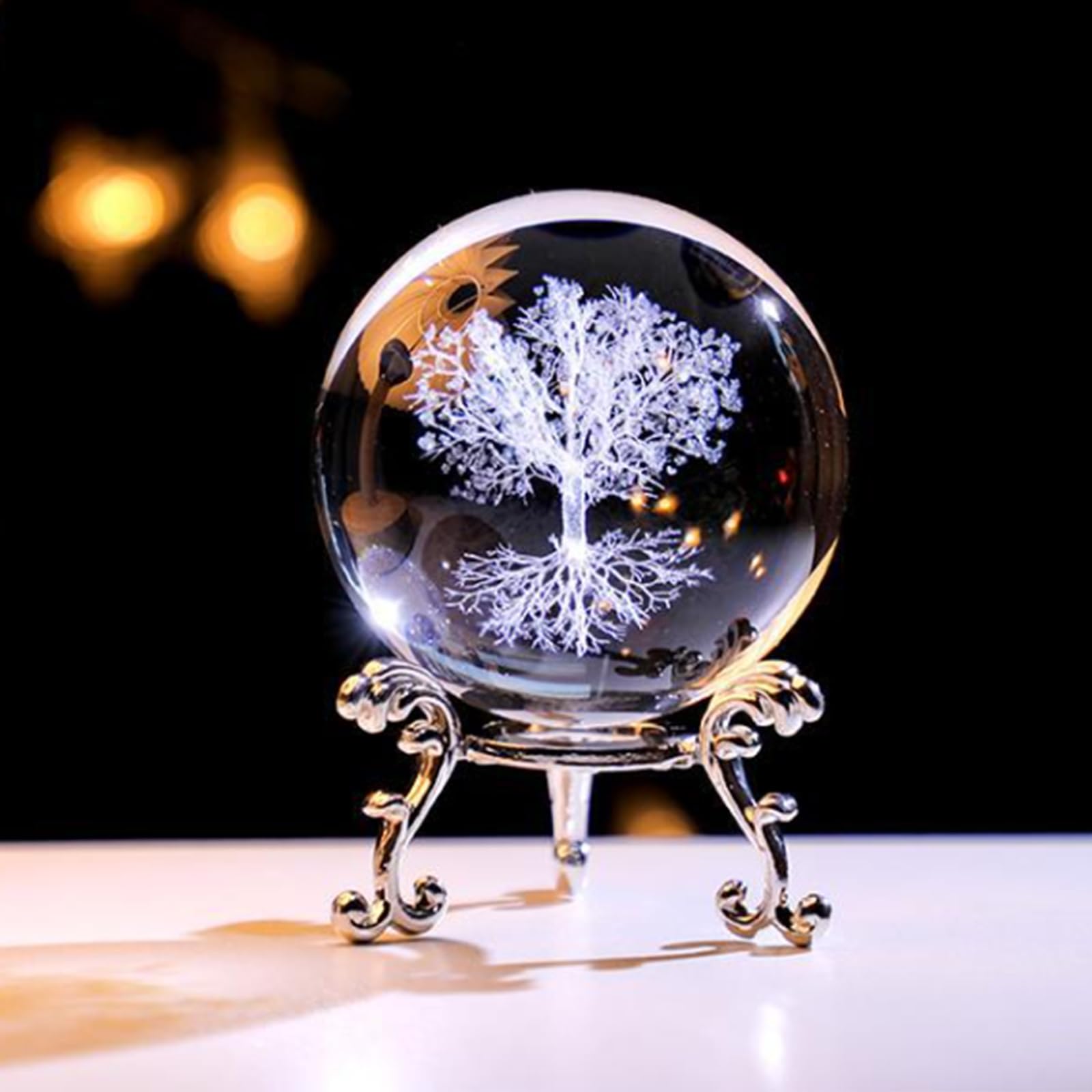 Tree of Life Crystal Ball with Stand, 60mm 3D Laser Engraved Glass ...