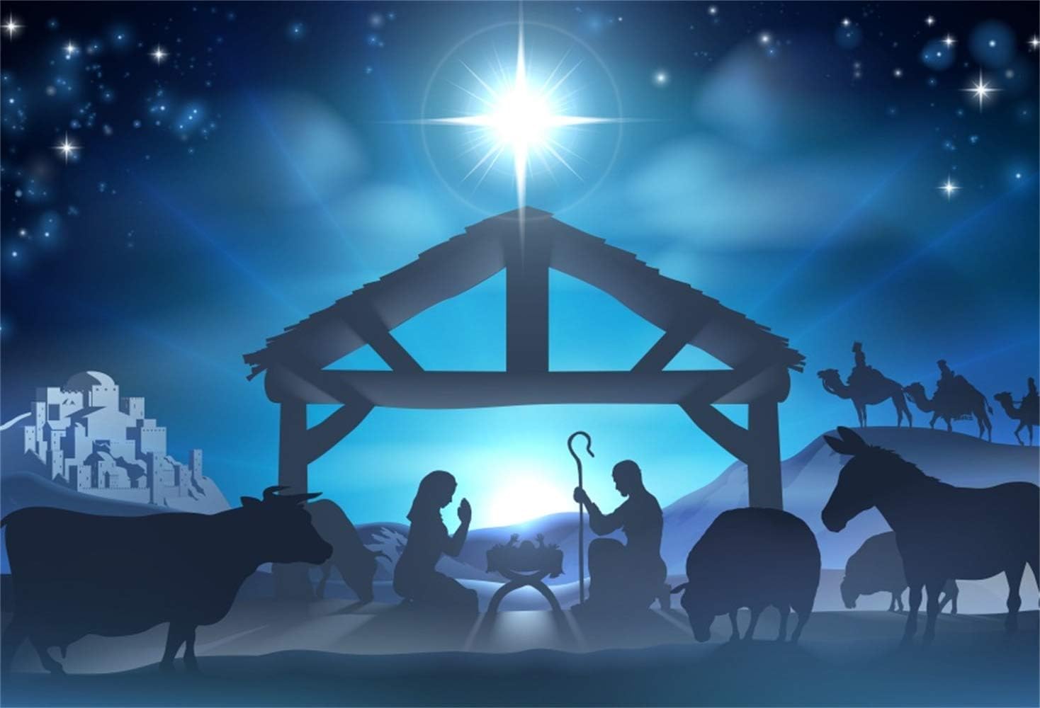 Jesus Christ Backdrops 10x8ft Polyester Shabby Stable Manger Christ ...