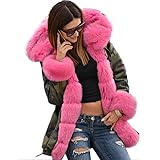 Roiii Women's Denim Winter Thicken Faux Fur Hooded Plus Size Parka Jacket Coat Size S-3XL at ...