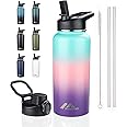 Amazon.com: StarSpeed 32oz Insulated Water Bottle with Straws & 2 Lids, Stainless Steel Double ...