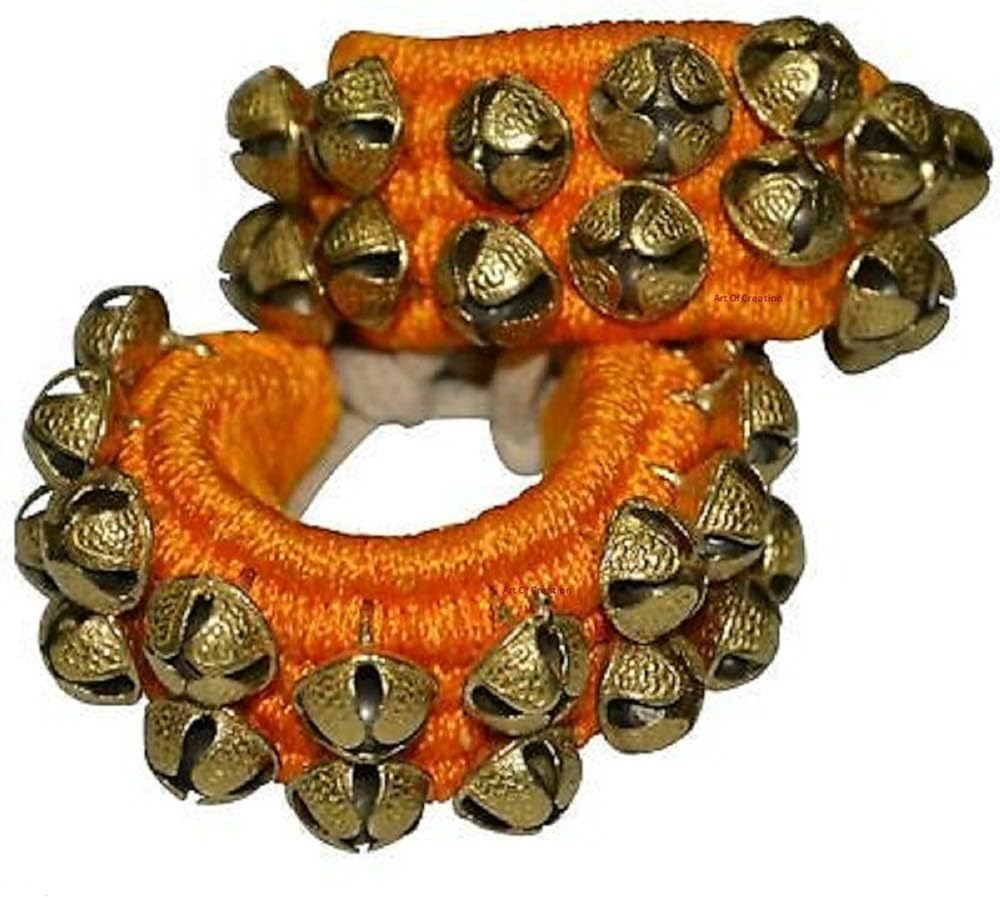 Kathak Ghungroo Bharatnatayam Musical Instrument Ghungroo Orange Pad (2 ...