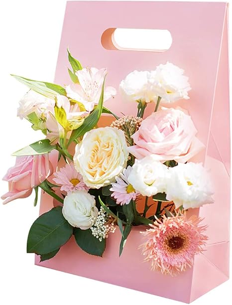 5Pack Flower Carrier Kraft Paper Bags Hand Tied Bouquet Arrangement ...