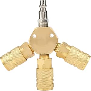 3-Way Flat Hex Manifold Quick Air Connector,3 Way Air Hose Splitter,1/4 ...