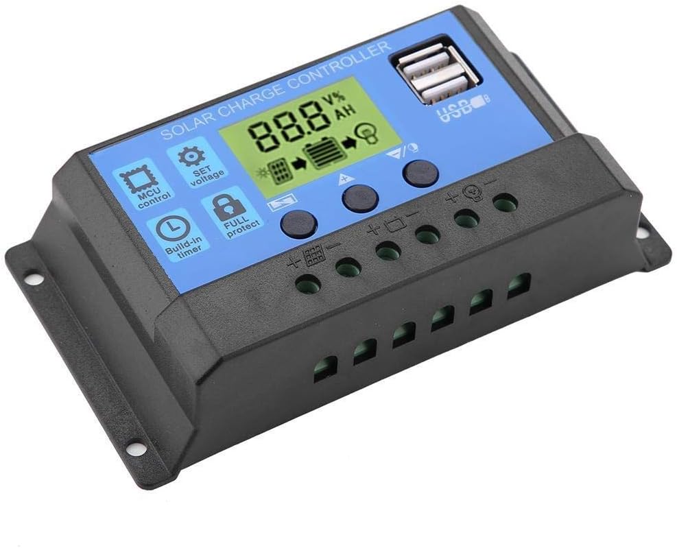 Dingln PWM 12V 24V Dual USB Solar Panel Charge Controller Regulator LCD Display 30A (YJSS-30A ...