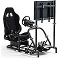 Amazon.com: Supllueer Racing Sim Cockpit with Ergonomic Seat&Monitor ...