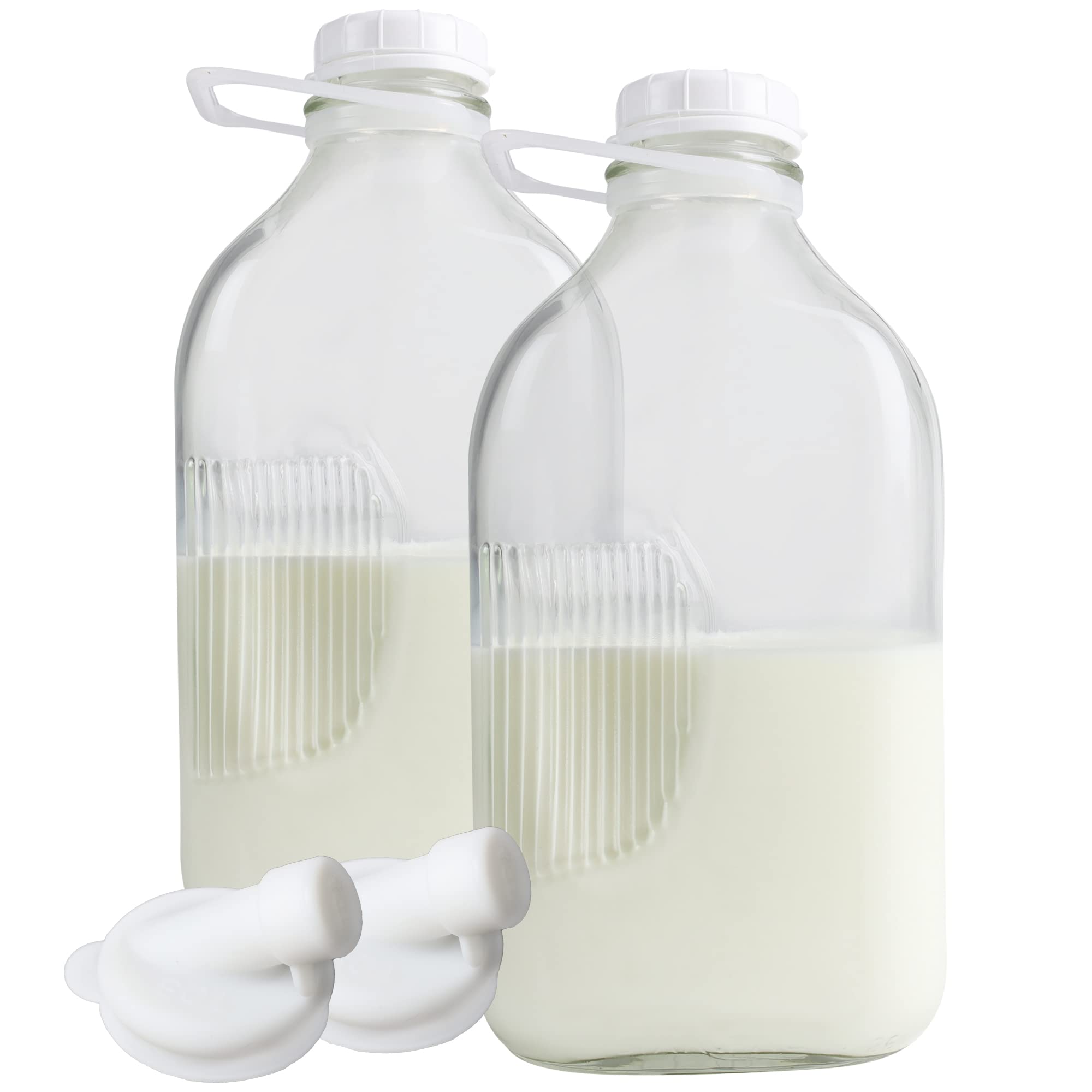 Mua The Dairy Shoppe Heavy Glass Milk Bottles - Jugs with Lids and ...