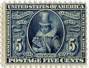 Amazon.com: POCAHONTAS ~ Jamestown #330 Single 5¢ US Postage Stamp ...