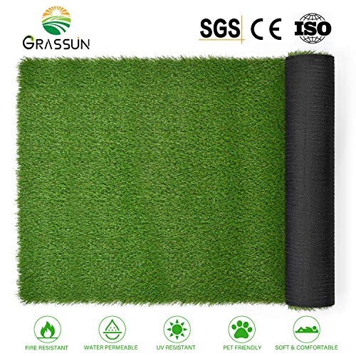GRASSUN Realistic Artificial Grass Turf 3 FT x 5 FT, 5 Tone Fake Faux ...