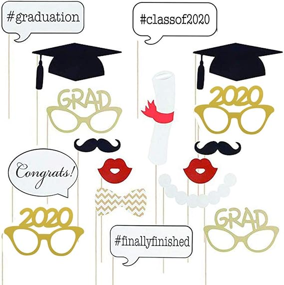 Amazon.com: 7-gost 17PCS 2020 Graduation Grad Party Masks Photo Booth ...