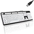 Amazon.com: Luqeeg Large Print Keyboard, USB Wired, 104 Keys Black ...