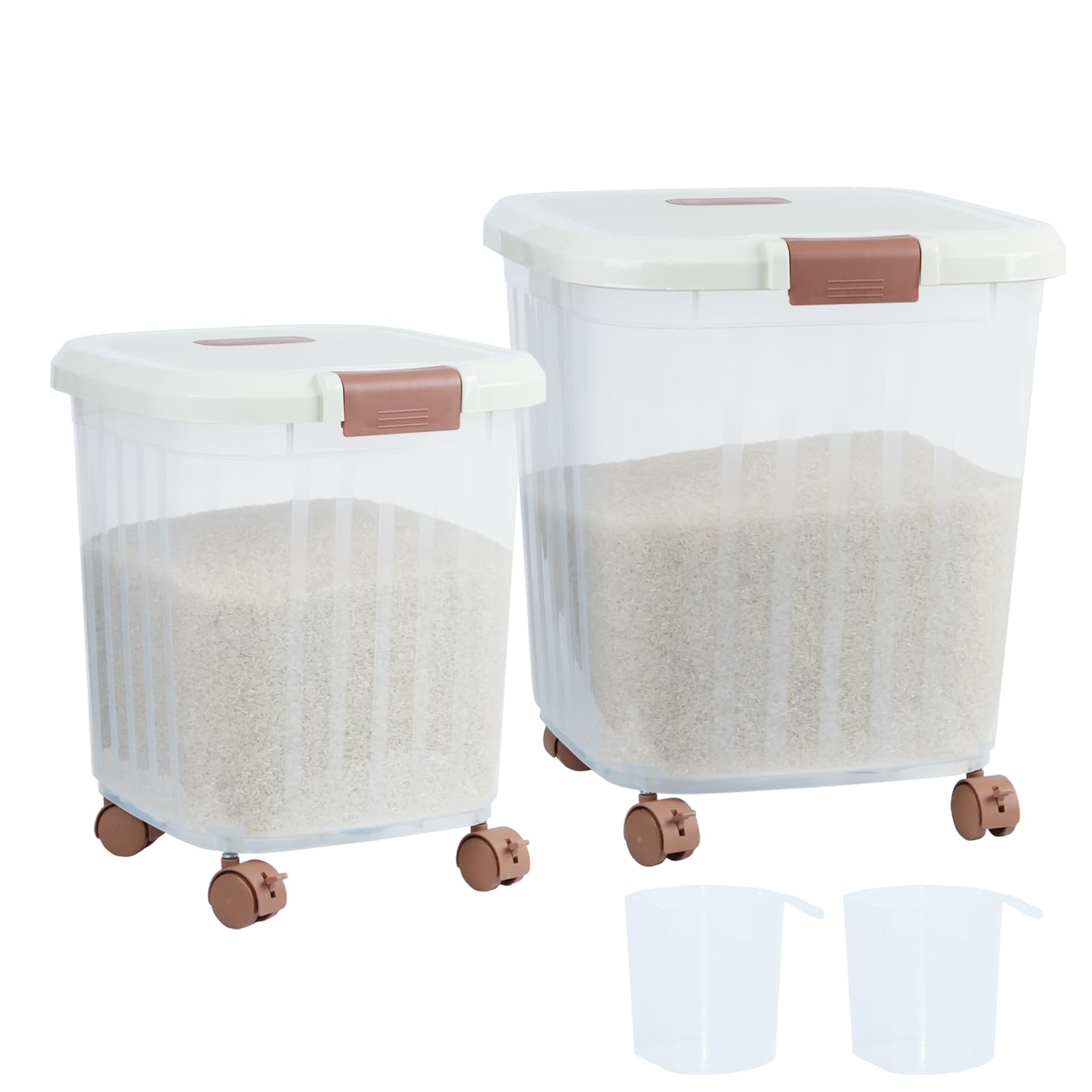 Begino 30 LB+50 LB Airtight Flour Rice Storage Container, Large Dry ...