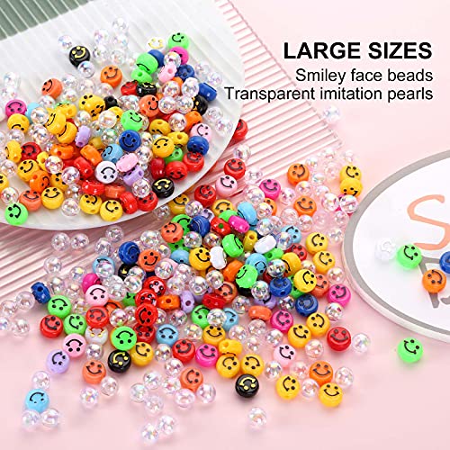 1300 Pcs Smiley Face Beads Set, Included Happy Face Beads, Transparent ...