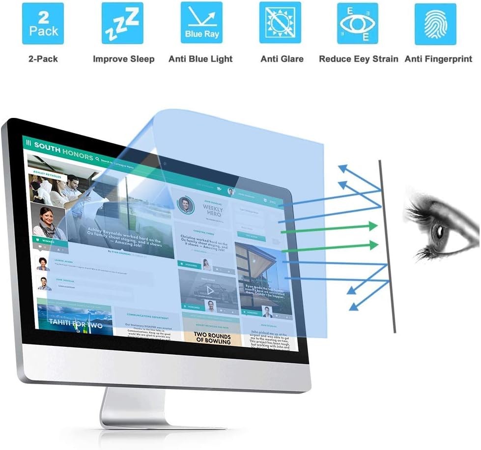 Anti Glare Filter Film Eye Protection Blue Light Blocking Screen ...
