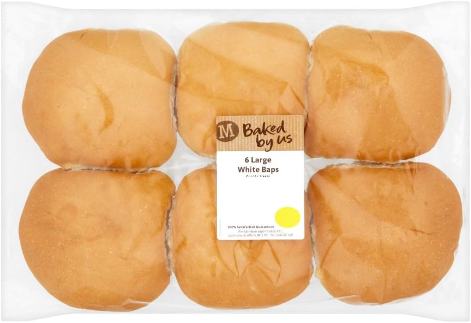 Morrisons Large White Baps, Pack of 6: Amazon.co.uk: Grocery