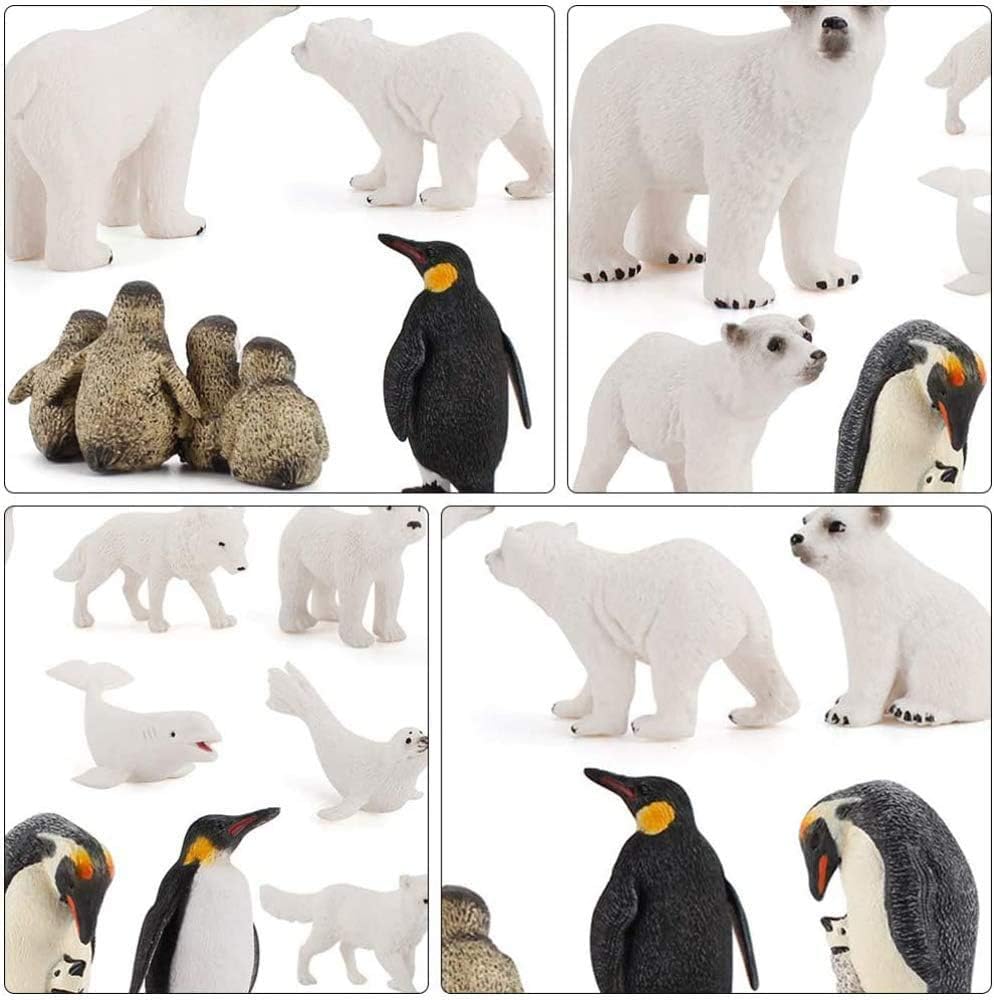 12 Pieces Realistic Polar Animal Figures Plastic Arctic Animal Figure