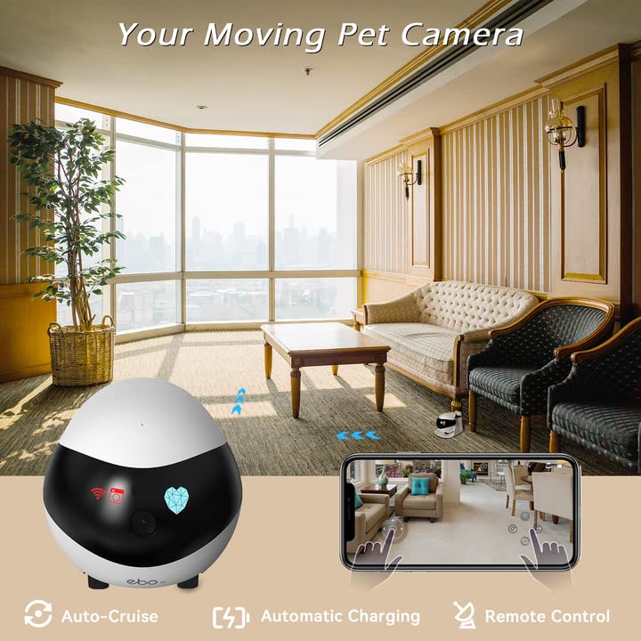 Enabot Ebo SE Movable Smart Pet Dog Camera Robot, Wireless Auto-Cruise ...