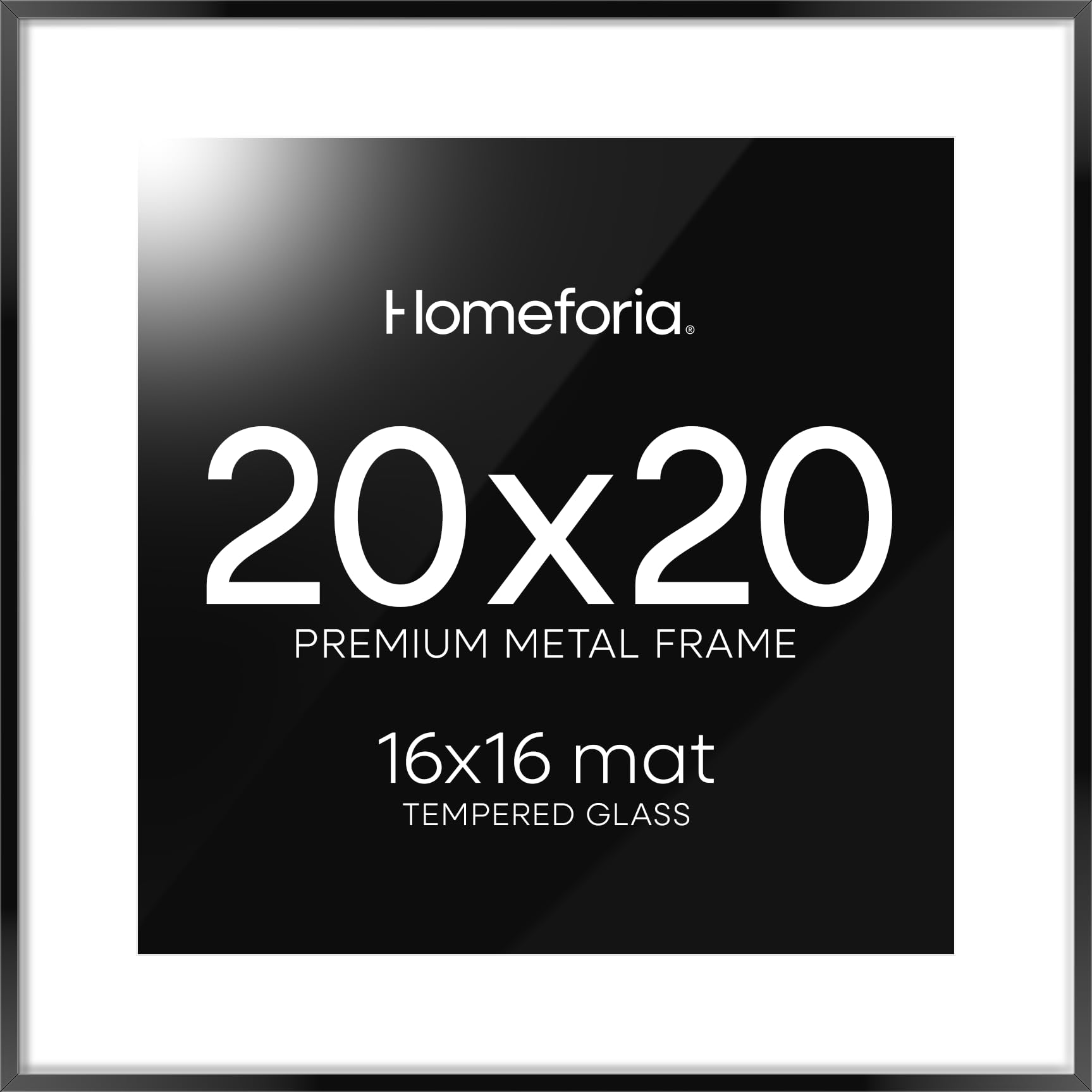 Homeforia 20x20 Black Frame Matted to 16x16 - Metal 20 x 20 Picture ...