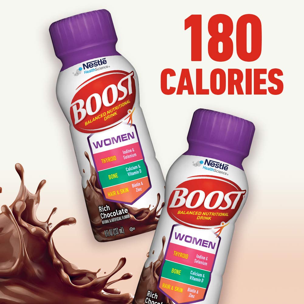 BOOST Women Balanced Nutritional Drink, Rich Chocolate, 8 Ounce Bottle ...
