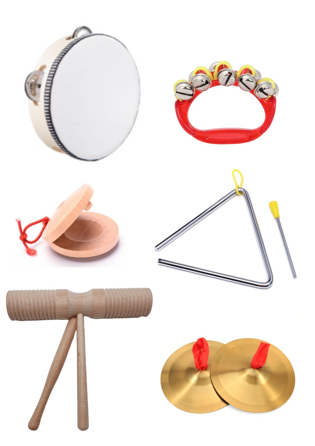 Mua Musical Instrument Set of 6, Wood Blocks, Guillo, Cymbal Shaker ...