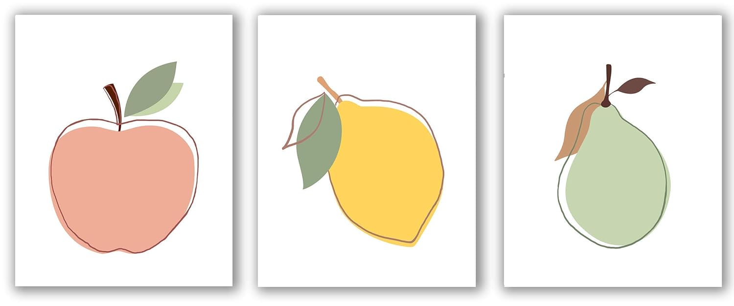 Amazon.com: Colorful Fruit Art Print Set Of 3-8" x 10" - Unframed ...