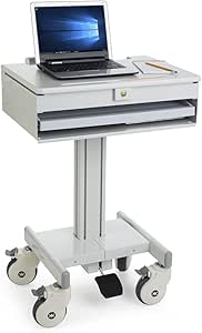 Amazon.com : Displays2go Mobile Computer Carts, Locking Drawer, Height ...