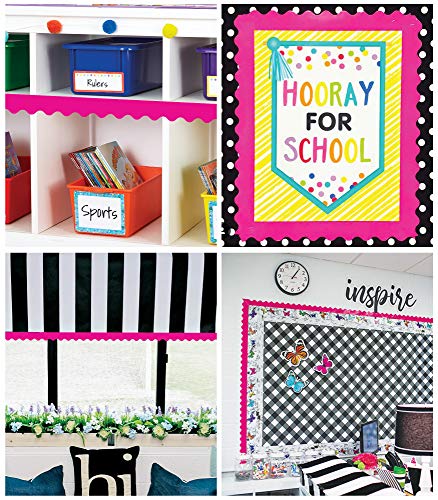 Carson Dellosa Hot Pink Bulletin Board Borders, 36 Feet Of Scalloped ...