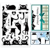 Amazon.com: CRASPIRE Black Cat Clear Rubber Stamps Halloween Reusable ...
