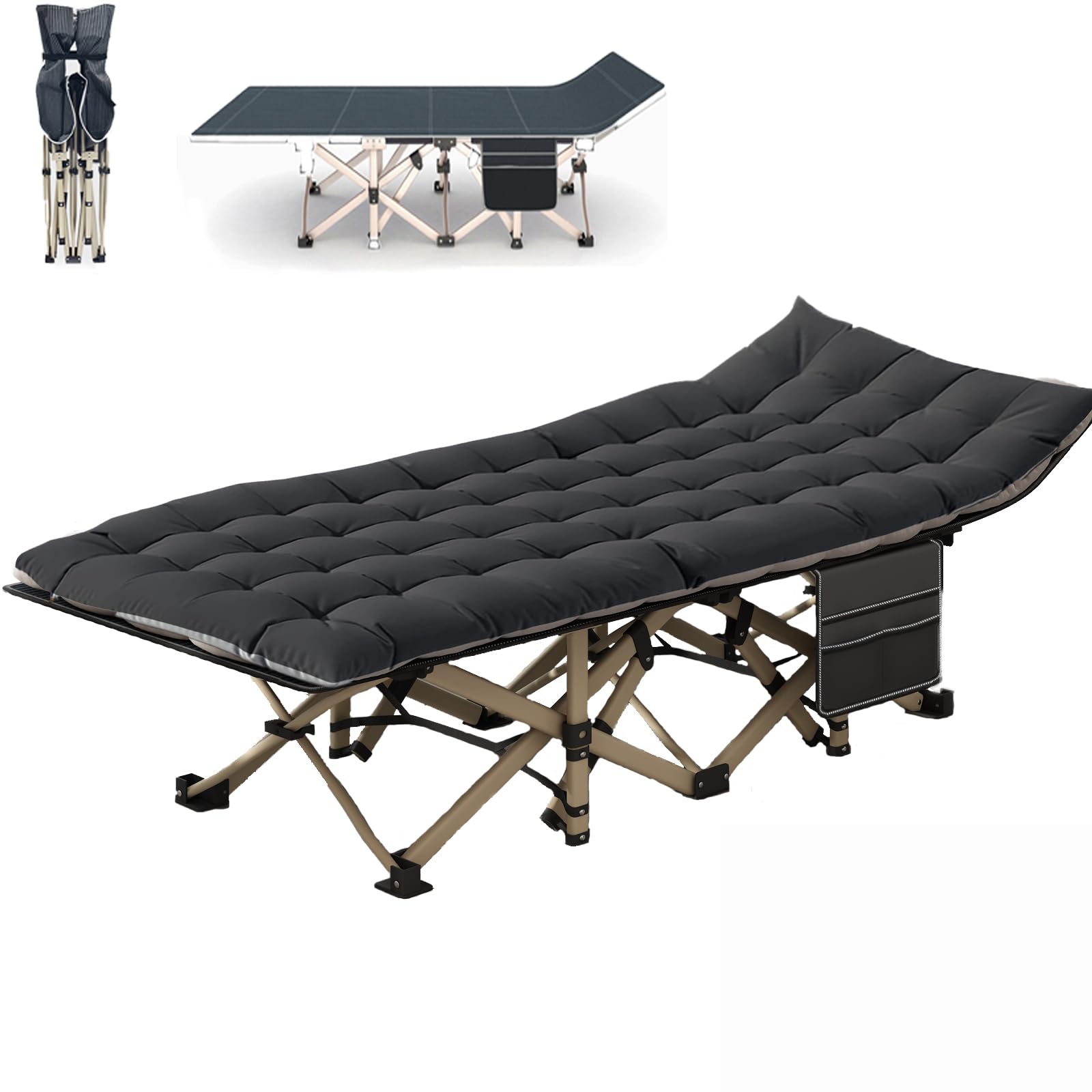 ETSG Folding Camping Cot,Oversize 31.5in Width Camping Cot with Pad ...