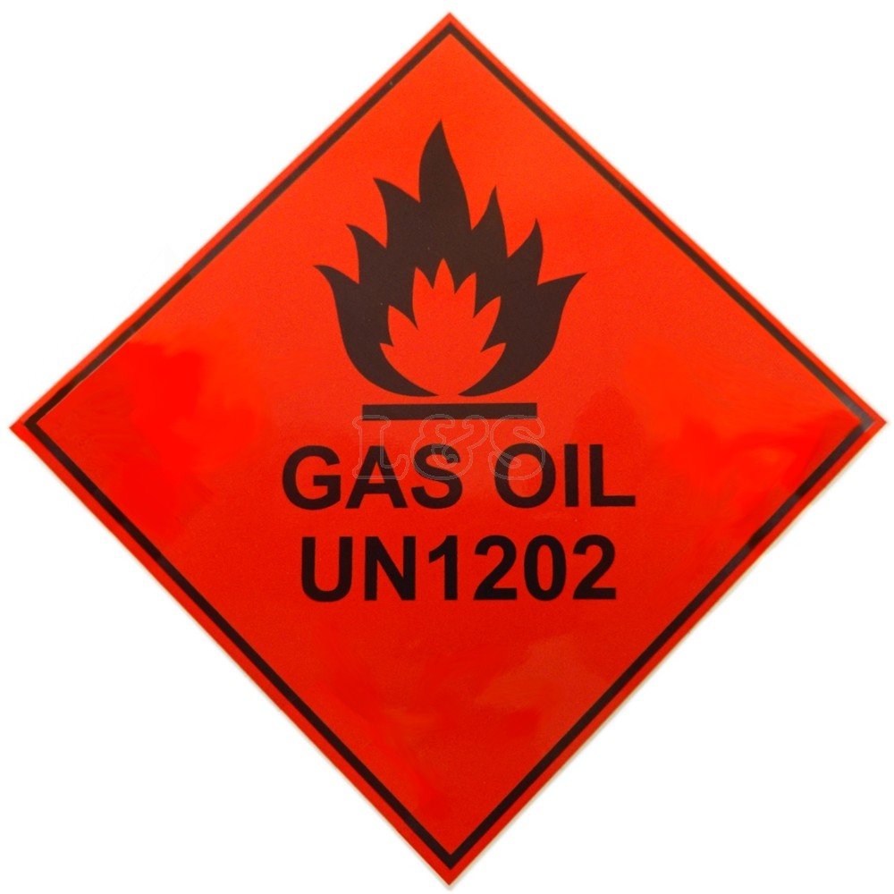 Gas Oil UN1202 Hazard Warning Diamond Label 100mm x 100mm: Amazon.co.uk ...