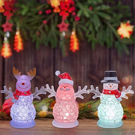 Small Christmas Figurines with Color Changing LED Light 11.5CM Battery ...