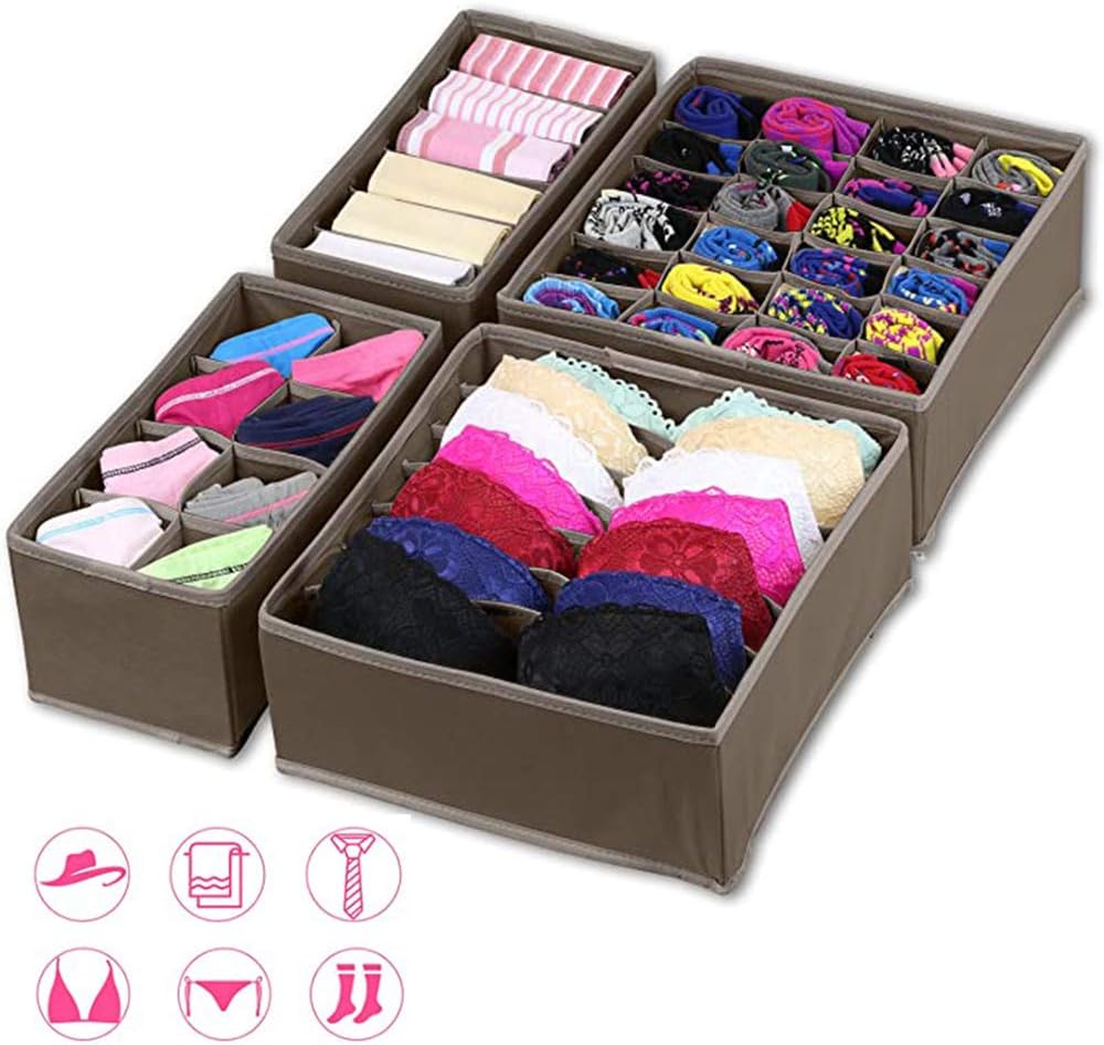 Organizador de ropa interior para cajones - (Un juego de 4 paquetes ...