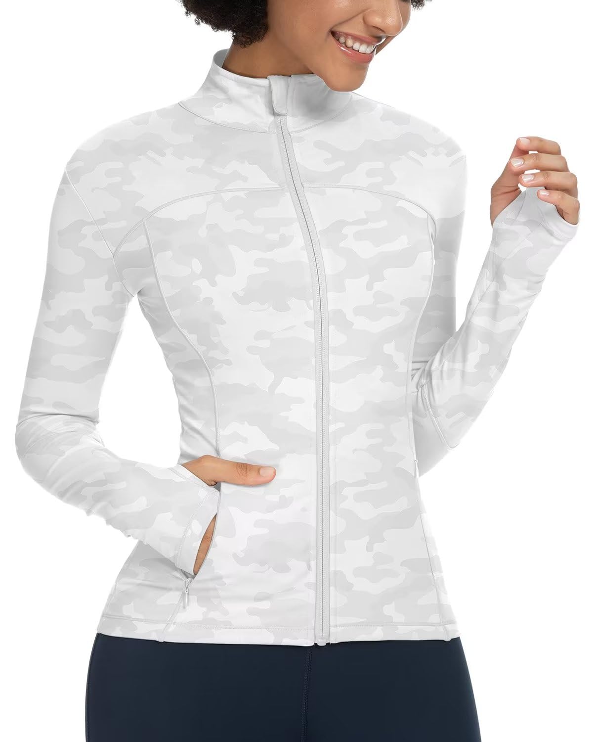 QUEENIEKE Womens Running Jacket Athletic Workout Jackets Track Full Zip ...