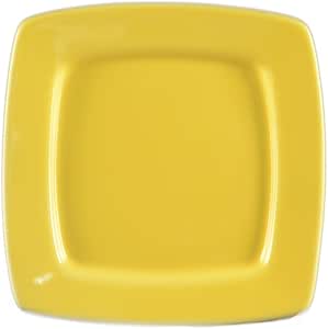 Amazon.com | CAC China R-S6Q YELLOW Stoneware Square-in-Square Plate, 6 ...