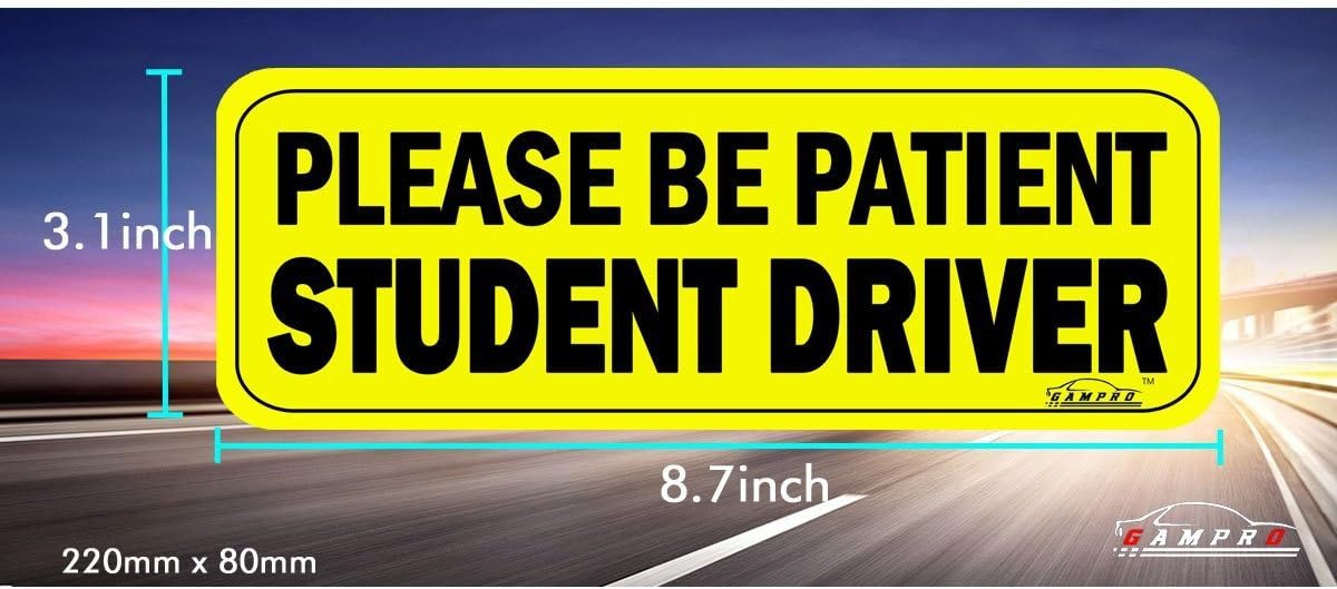 GAMPRO Set of 3″Please Be Patient Student Driver” Reflective Vehicle ...