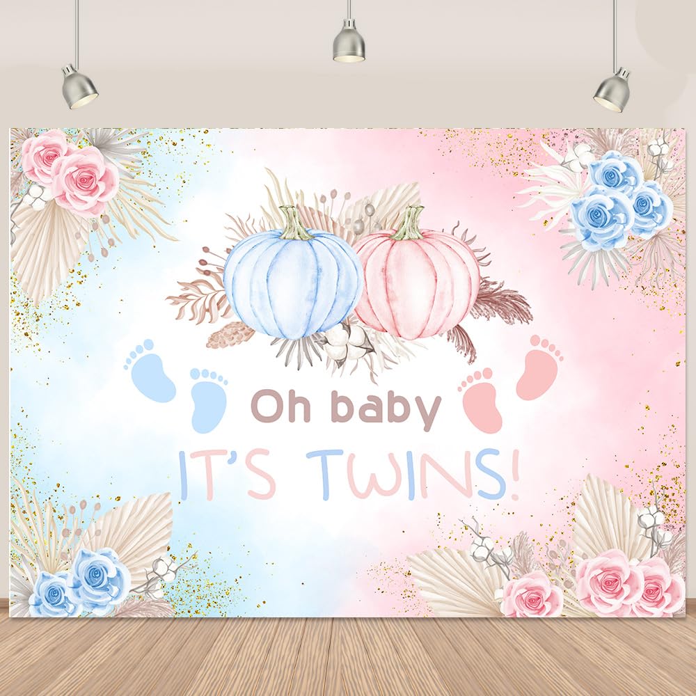 Twins Baby Backdrop Bohemia Baby Shower Backdrop for Girl Two Little ...