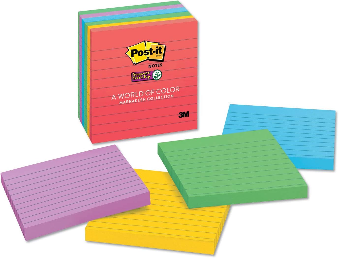 Amazon.com : 3M 6756SSAN Post-It Lined Super Sticky Notes, 4 x 4 ...