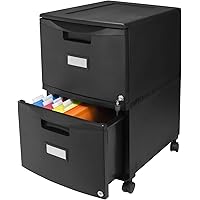 Storex 2 Drawer Mobile File Cabinet with Lock, Legal/Letter, 18.25 x 14 ...