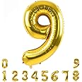Amazon.com: 40 Inch Gold Large Numbers Balloons0-9,Number 9 Digit Helium Balloons,Foil Mylar Big ...