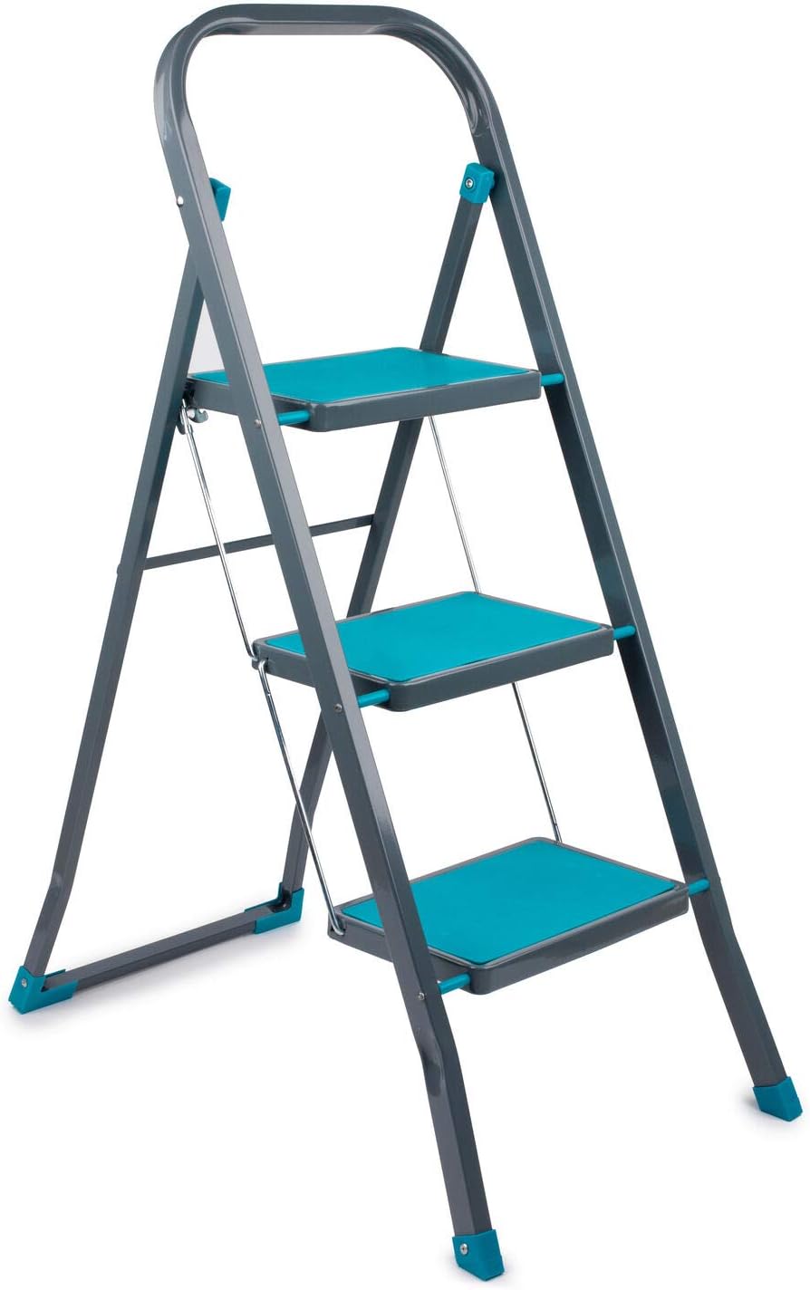 Beldray LA024510TQ 3 Ladder with Non-Slip Steps, Approx 2.5 Metre Reach ...