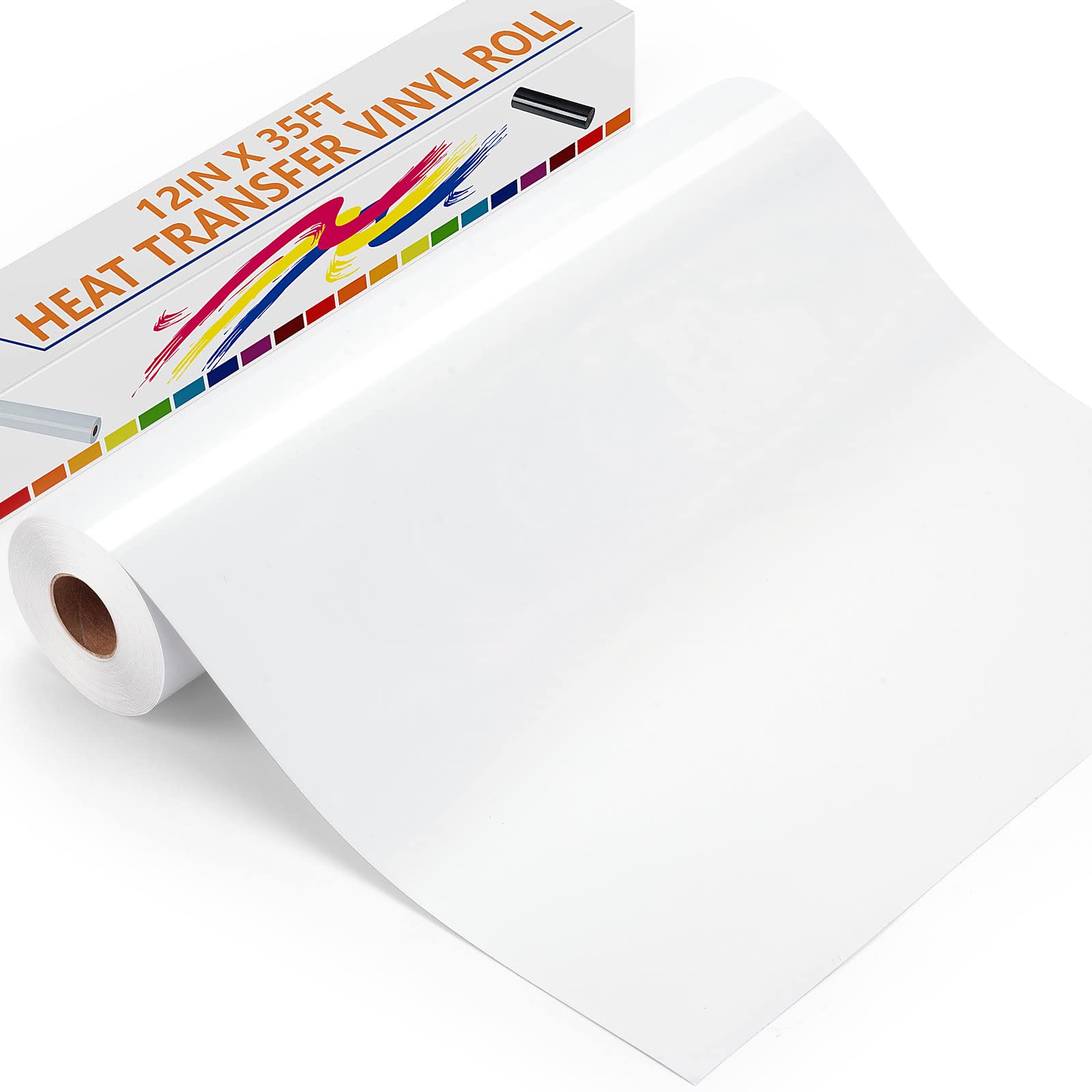 White Heat Transfer Vinyl - 12" x 35ft White HTV Vinyl Roll, Heat ...