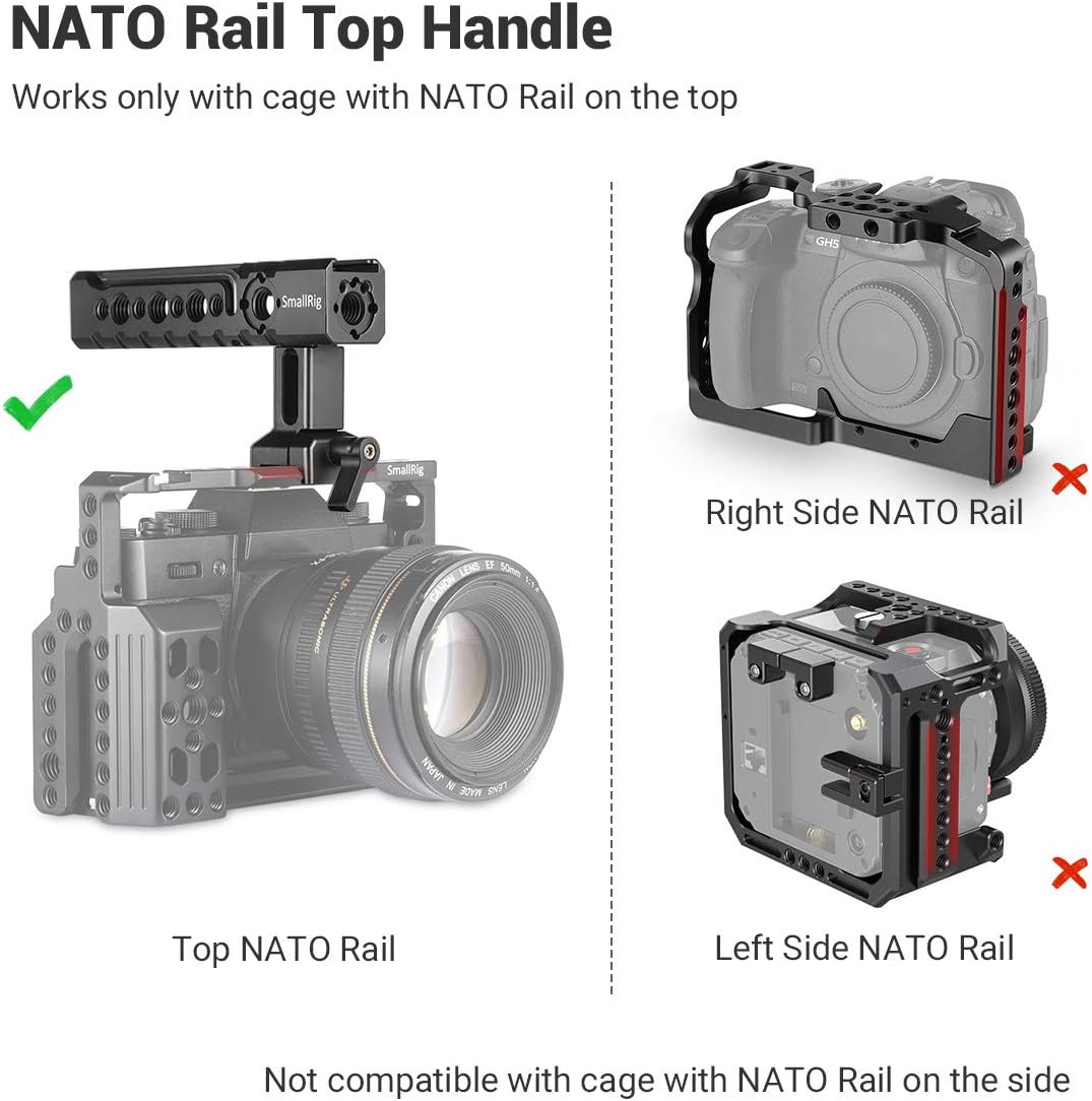 SMALLRIG NATO Handle Quick Release Top Handle for Camera Cages – 1955 ...