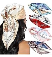 35” Satin Large Square Head Scarves - 4PCS Silk Like Neck Scarf Hair ...