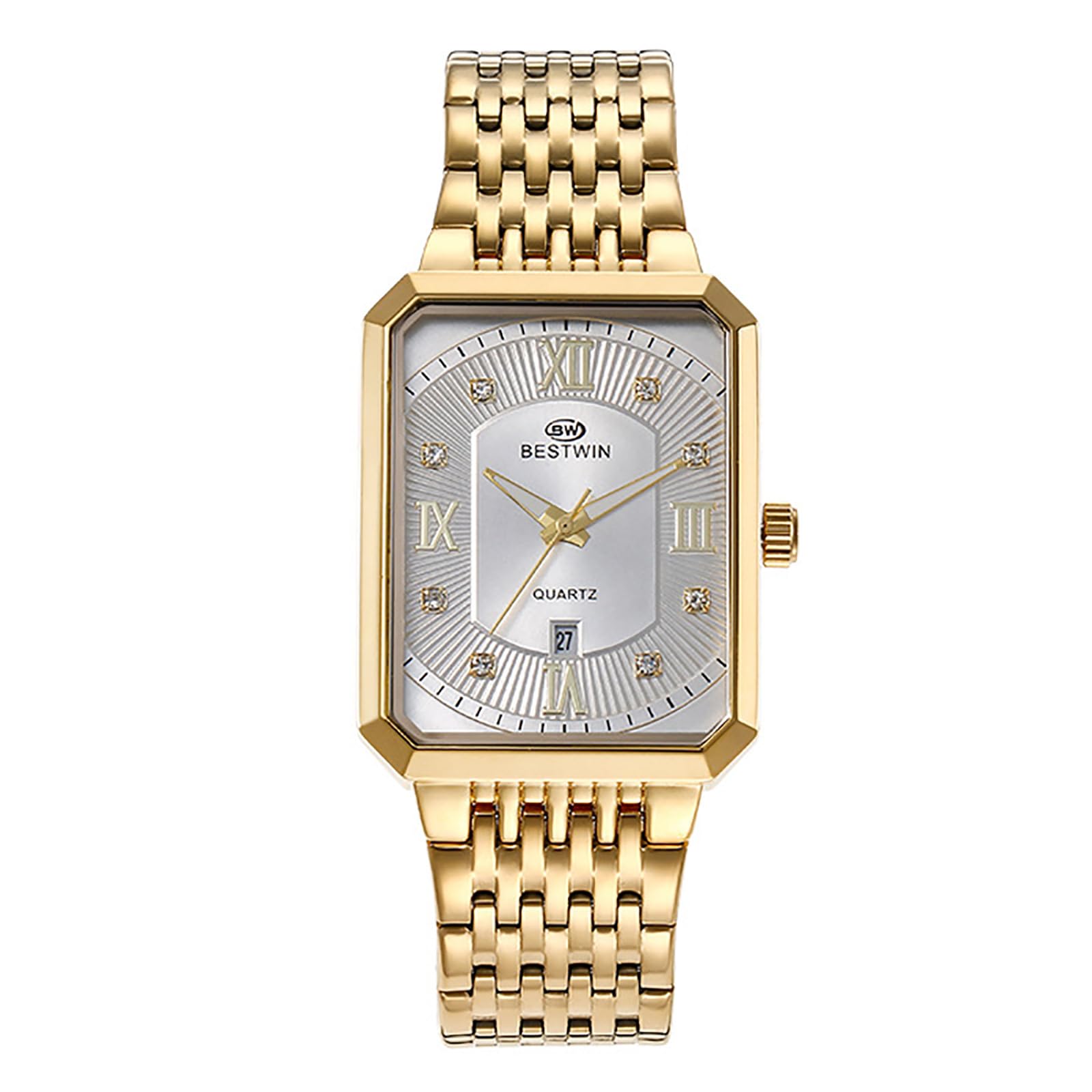 Avaner Men's Square Gold Watches: Stainless Steel Strap Analog Quartz ...