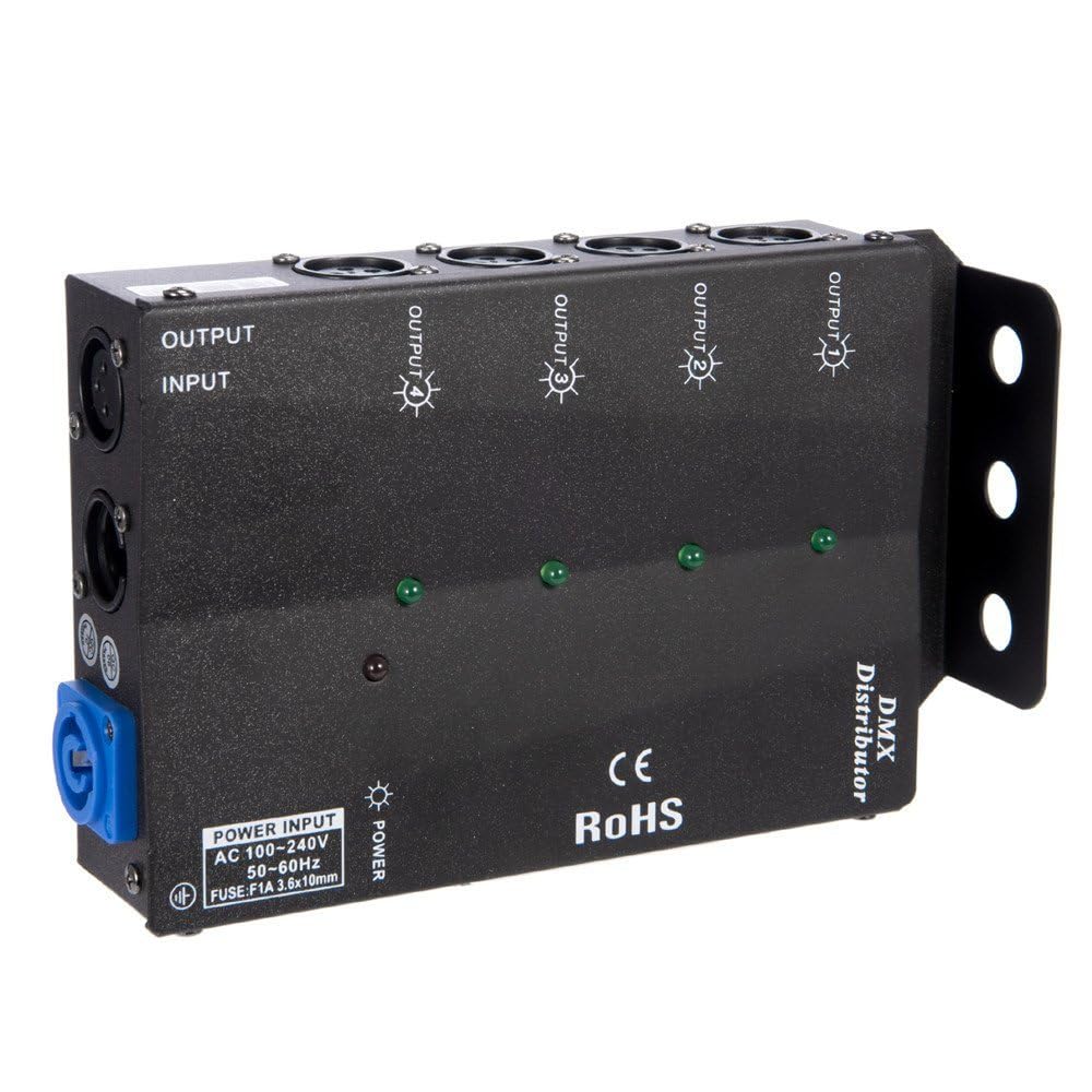 MFL. 4-Way Isolated DMX Splitter Amplifier Distributor with 3-Pin ...