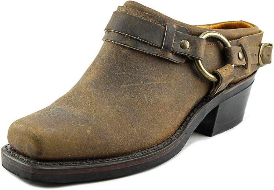 FRYE Women's Belted Harness Mules Square Toe Tan 11 M US: Amazon.co.uk ...