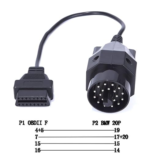 OBD 2 Cable Round Adapter 20 To 16 PIN Auto Car Diagnostic Connector ...