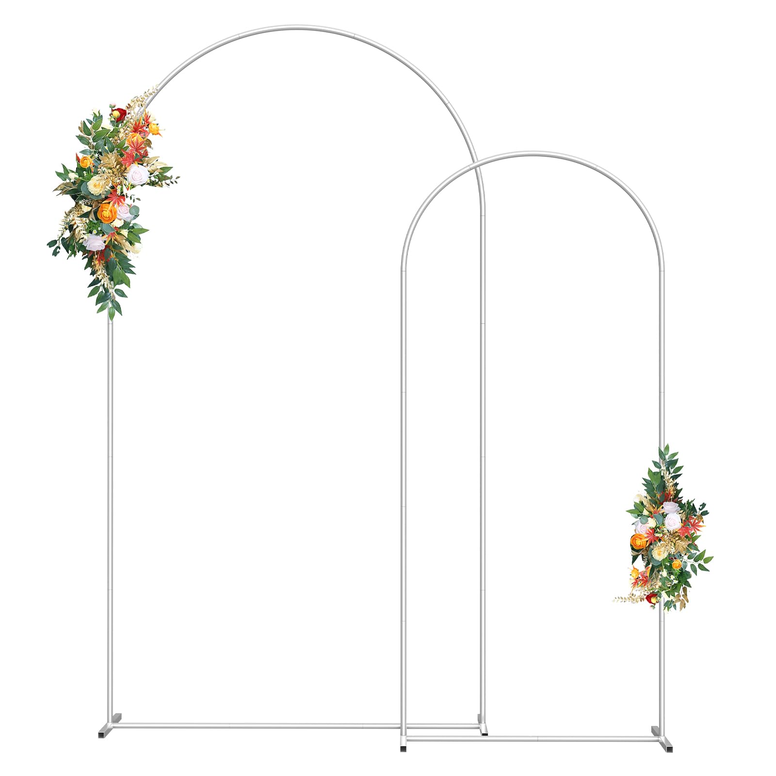 Wedding Arch Backdrop Stand Set of 2 (7.3FT/6FT), White Metal Arch ...