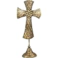 Amazon.com: Vintage Gold Metal Cross with Base Farmhouse Sunflower ...