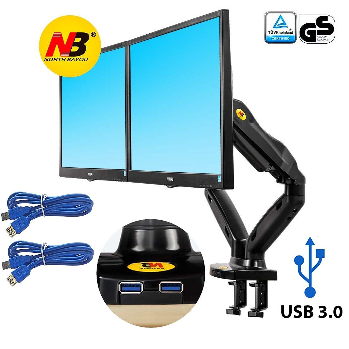 Buy NB North Bayou Full Motion Monitor Desk Stand Full Motion Swivel ...