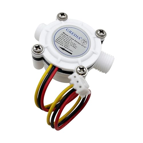 GREDIA 1/4" Water Flow Sensor Food-Grade Switch Hall Effect Flowmeter ...